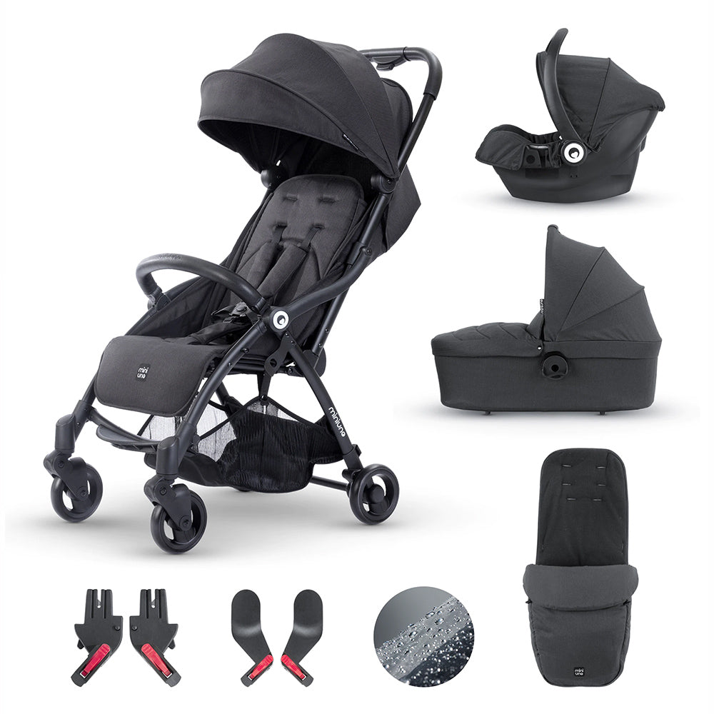 MiniUno Touchfold Travel System Bundle - Black Herringbone – DeWaldens ...